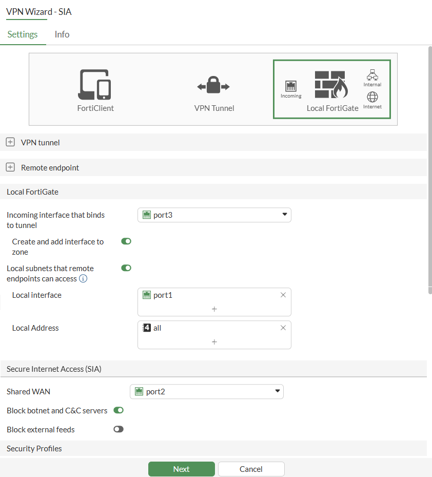 Configure FortiClient SIA for IPsec VPN tunnels NEW | FortiGate / FortiOS | Fortinet Document ...
